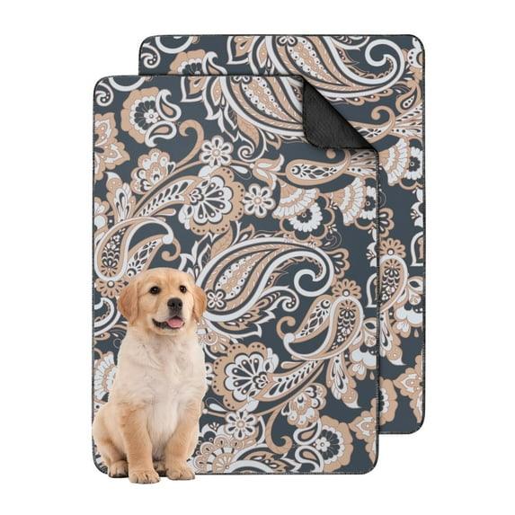 Decorative Washable Pee Pads for Dog Crate, 24" x35" Paisley Print ...