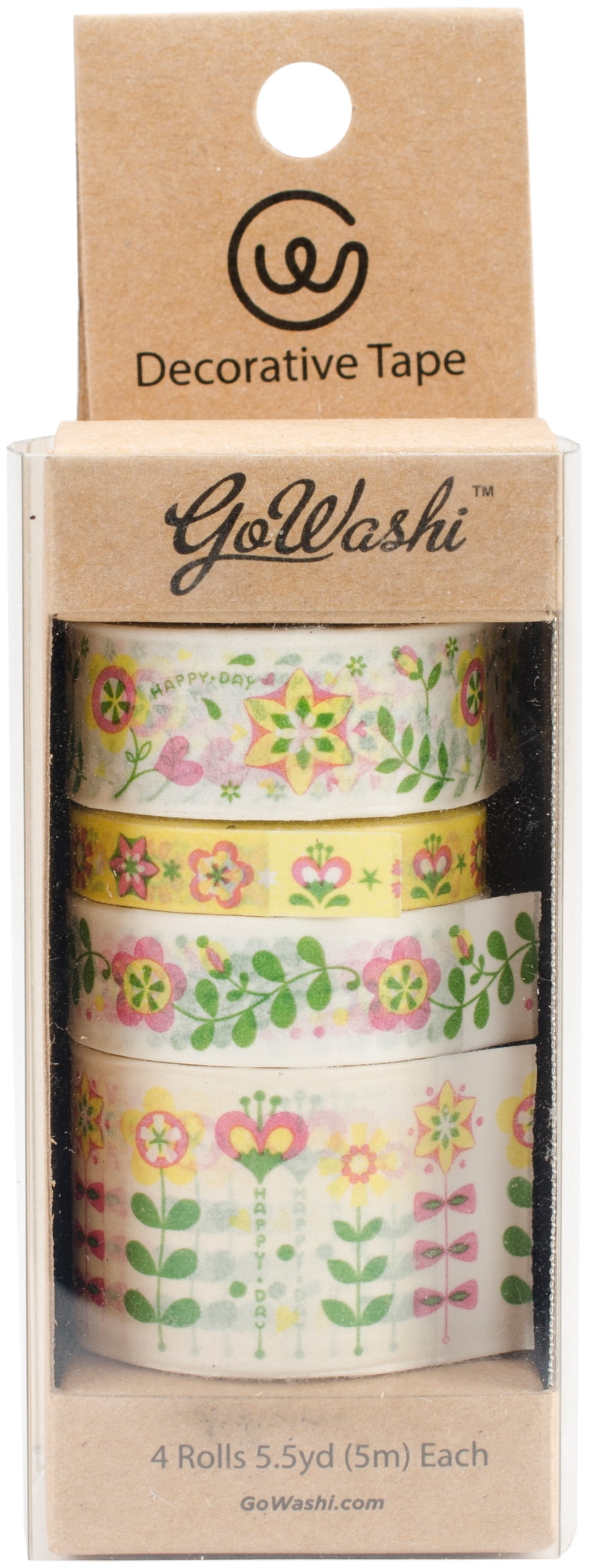 Decorative Washi Tape Assorted Widths 5m 4/Pkg-Flowers - Walmart.com