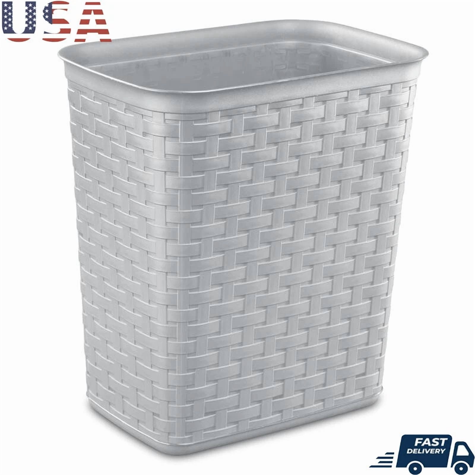 Decorative Weave Trash Can Plastic Wastebasket Home Bedroom Bathroom ...