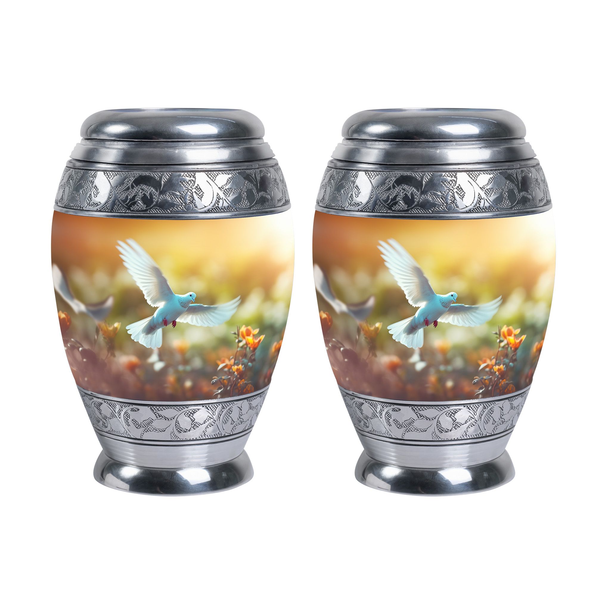Decorative White Dove Yellow Flowers Urns For Ashes - Urn For Human ...