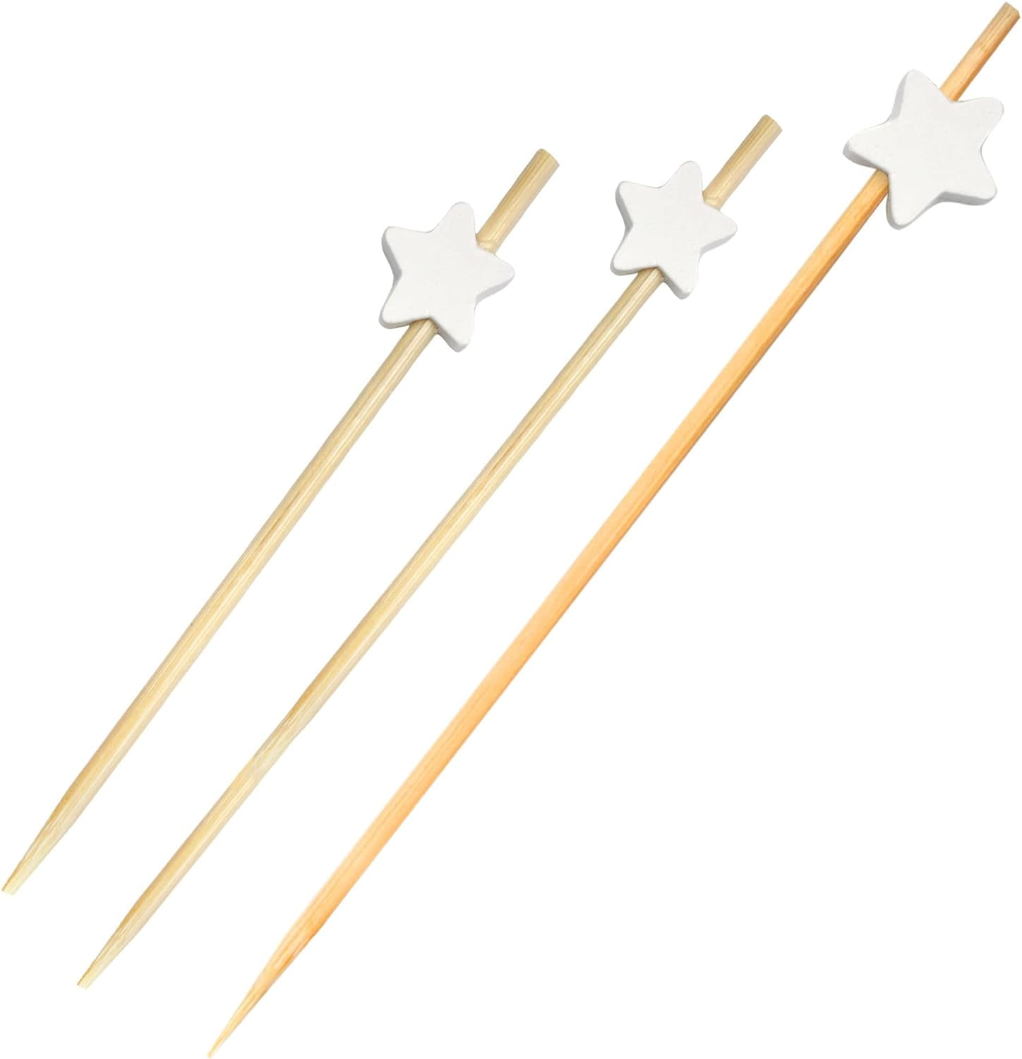 Decorative White Star Bamboo Cocktail Fruit Sandwich Toothpicks Skewers ...