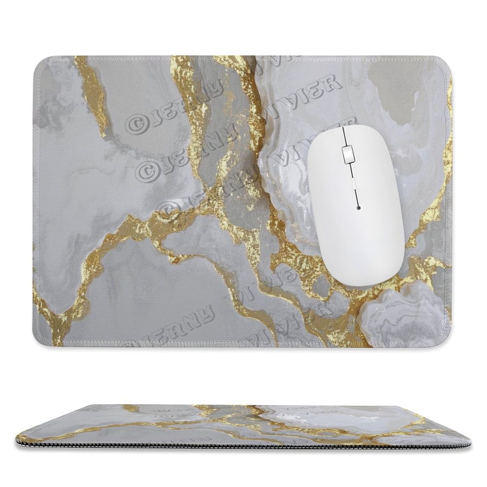 Decorative White and Gold Marble Mouse Pad, 8x10 Inches, Non-Slip Mouse ...