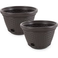 Decorative Wicker Garden Hose Holder Pot with 4 Drain Holes for 100 ...