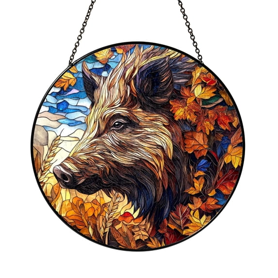 Decorative Wild Pig Stained Glass Suncatcher – Window Decor - Walmart.com