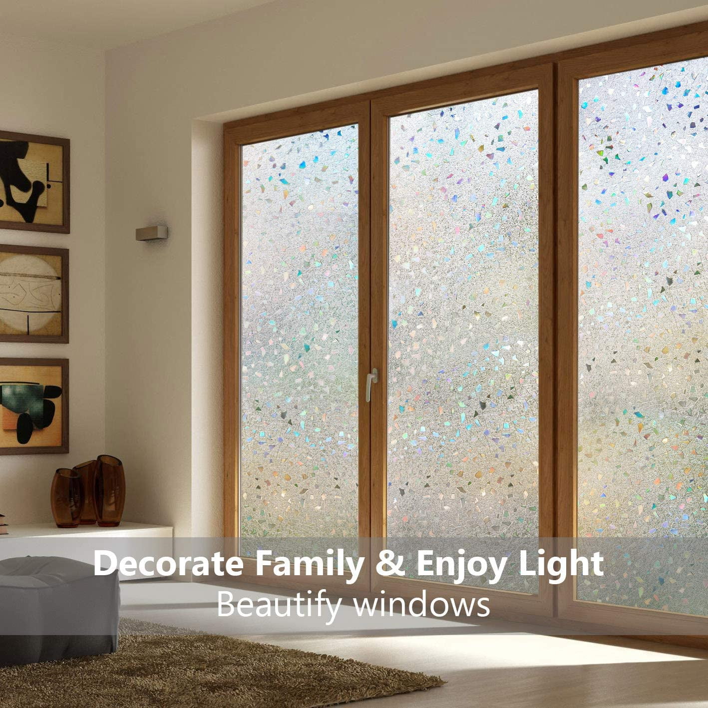 Decorative Window Film, 3D Rubble Design Colorful Window Privacy Film ...