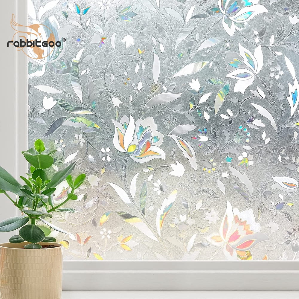Decorative Window Film Stained Glass Flower Static Cling Window Tint ...