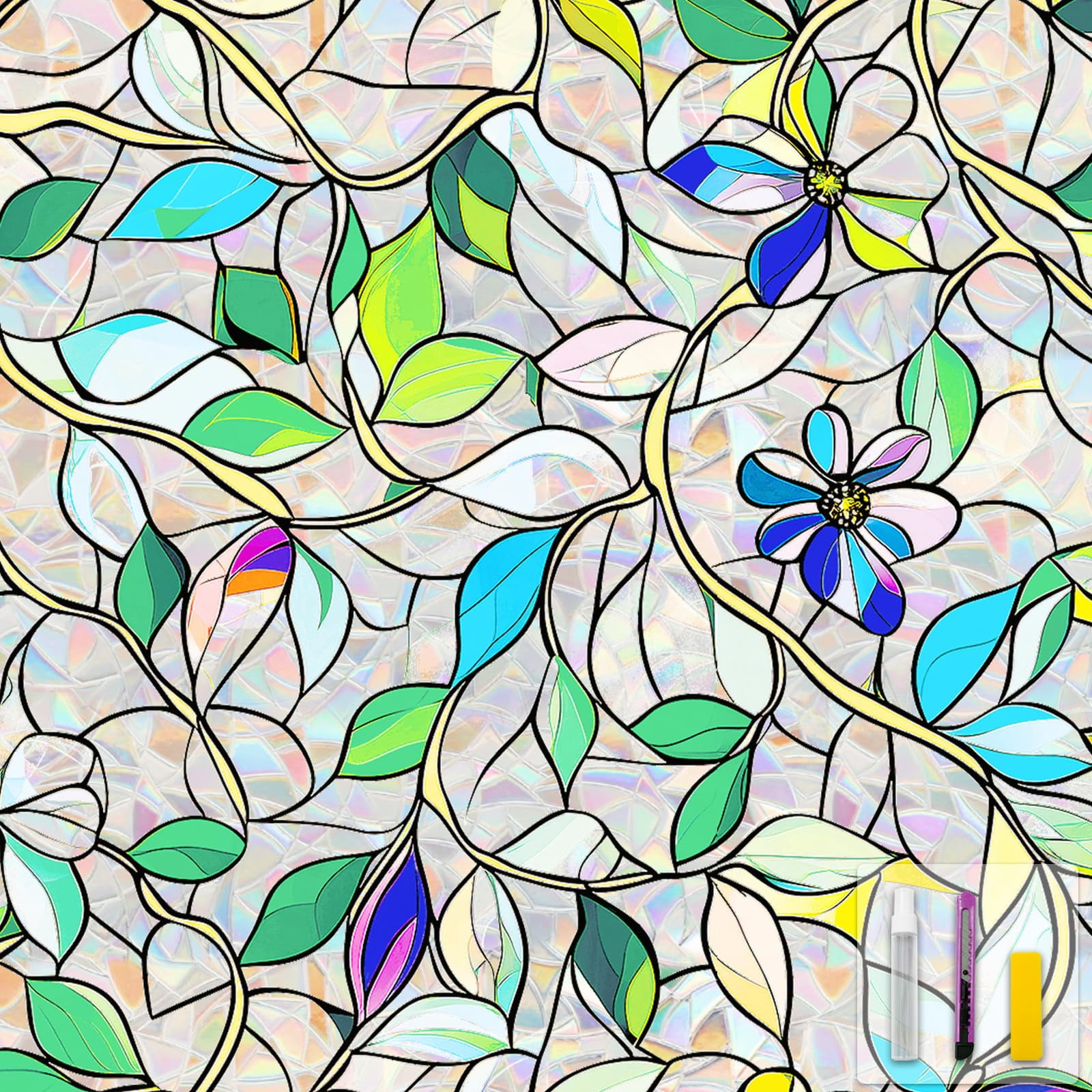 Decorative Window Tint Privacy Film Static Cling Stained Glass Effect ...