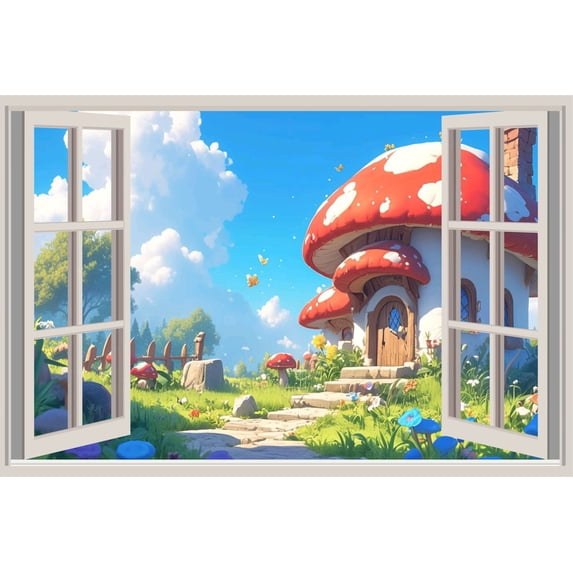 Decorative Window Wall Decal | 3D Vinyl Peel & Stick Wall Sticker ...