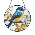 Decorative Winter Bird Glass Window Accent Panel, Snowy Nature Scene ...