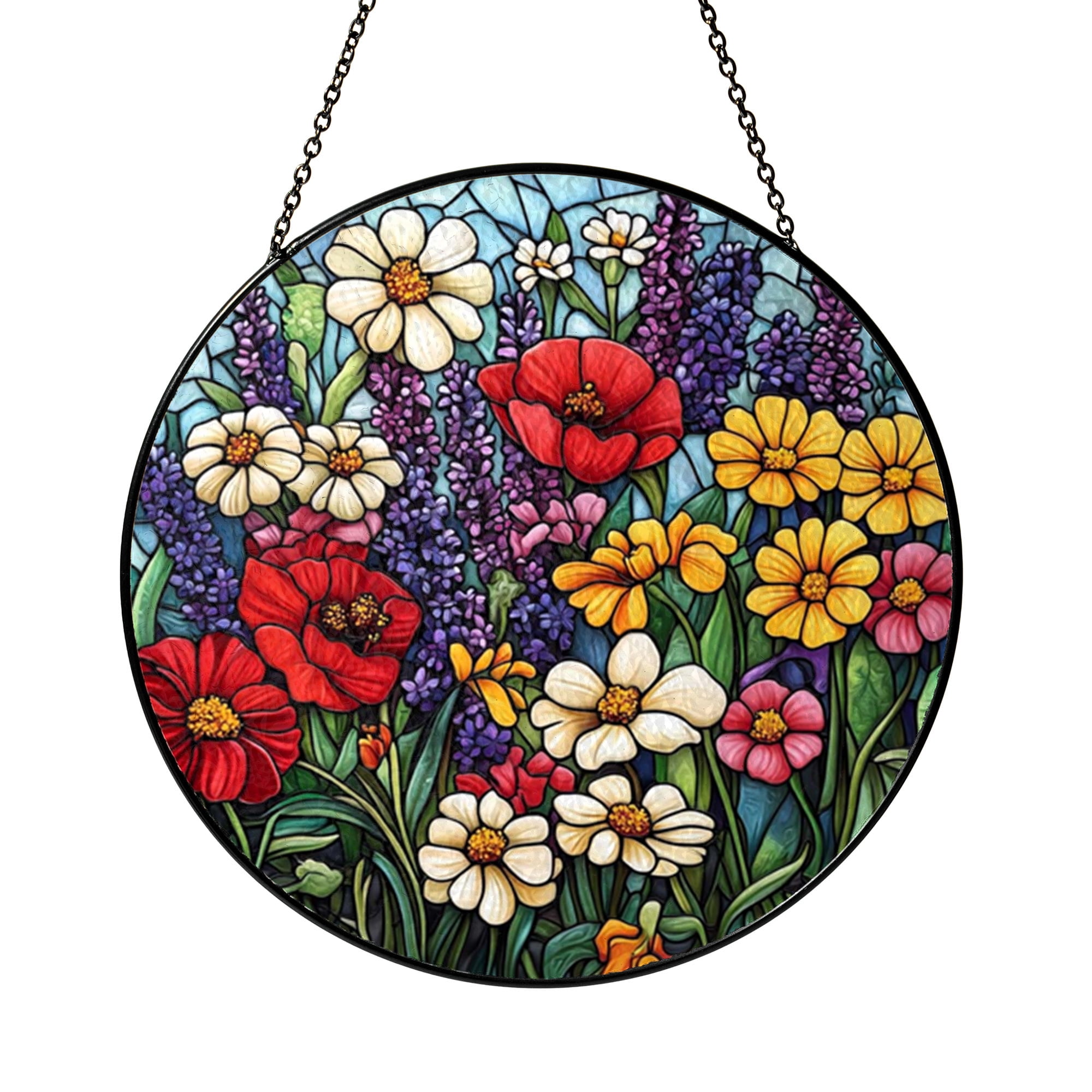 Decorative Wisteria Stained Glass Style Window Hanging, Floral Art ...