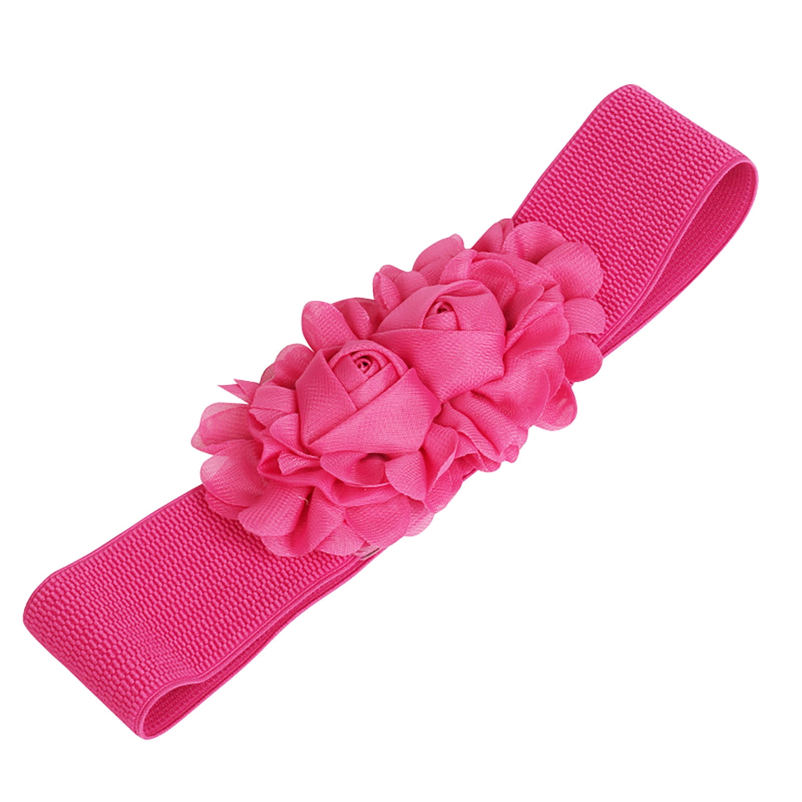 Decorative Women Simple- Versatile Elastic Belt Women Wide Chiffon Rose ...