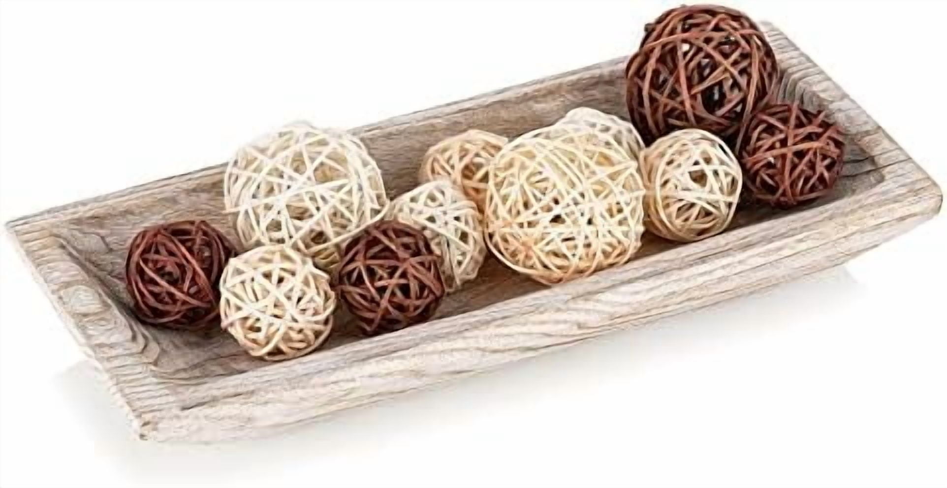 Decorative Wood Dough Bowl: Long Wooden Bowl for Entry Way Table Home ...