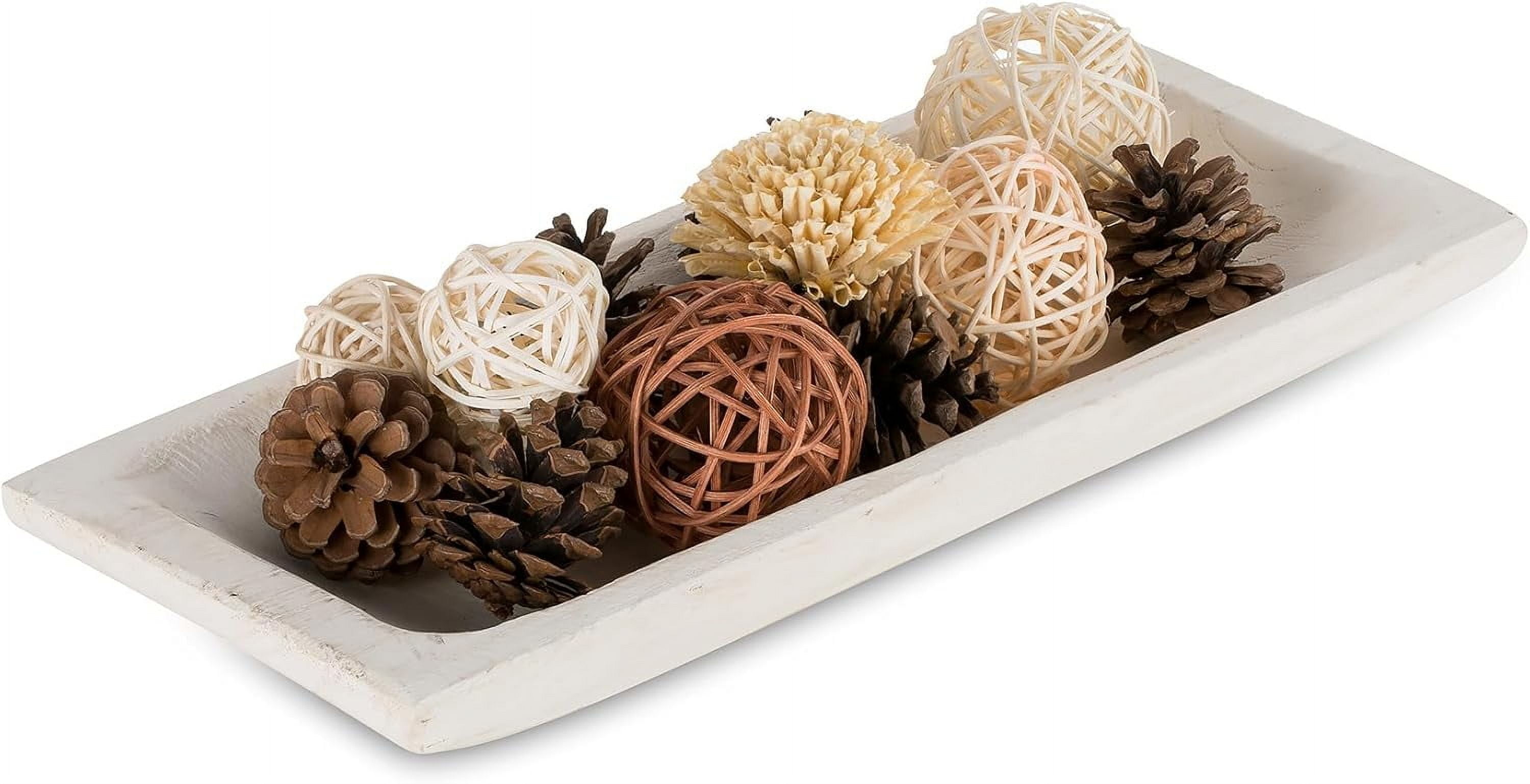 Decorative Wood Dough Bowl: Long Wooden Centerpiece Table Decorations ...