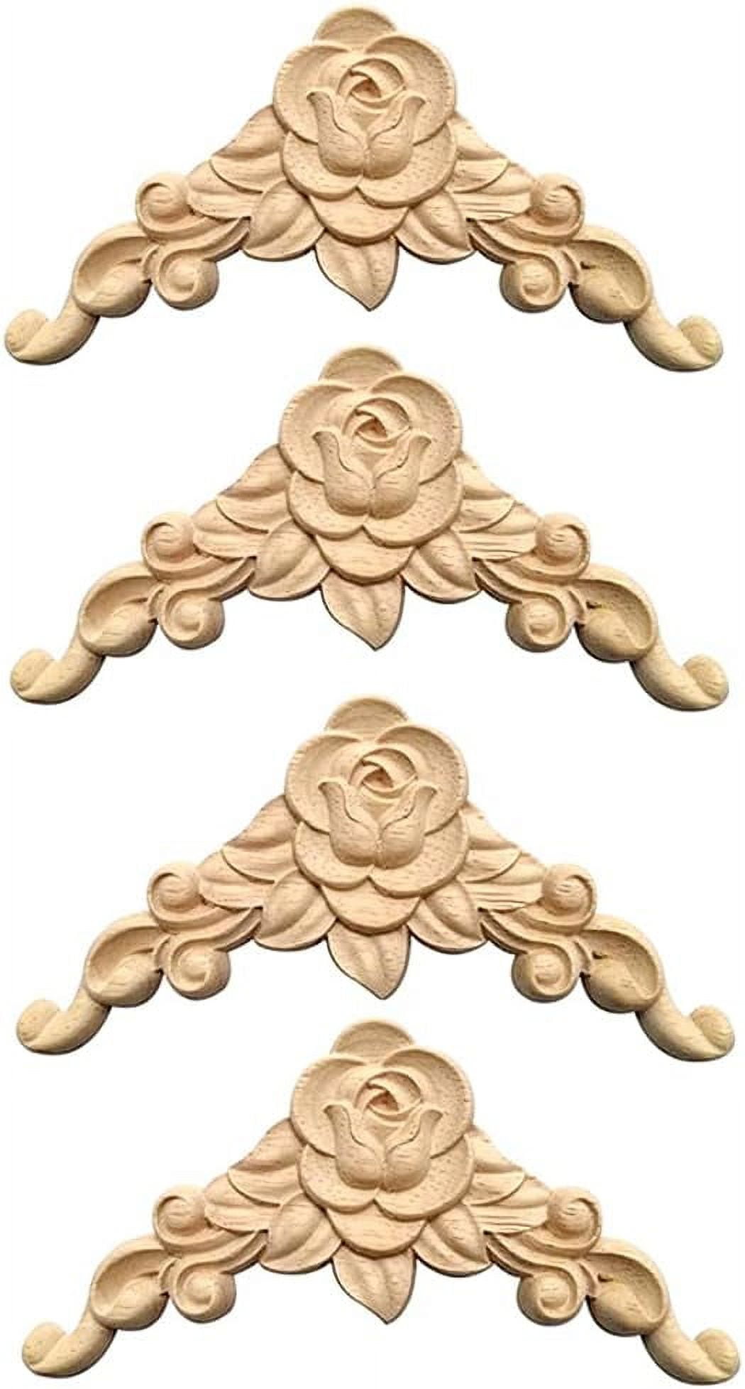 Decorative Wood Molding 4 Pieces Carved Wood Decorative Corner Molding ...
