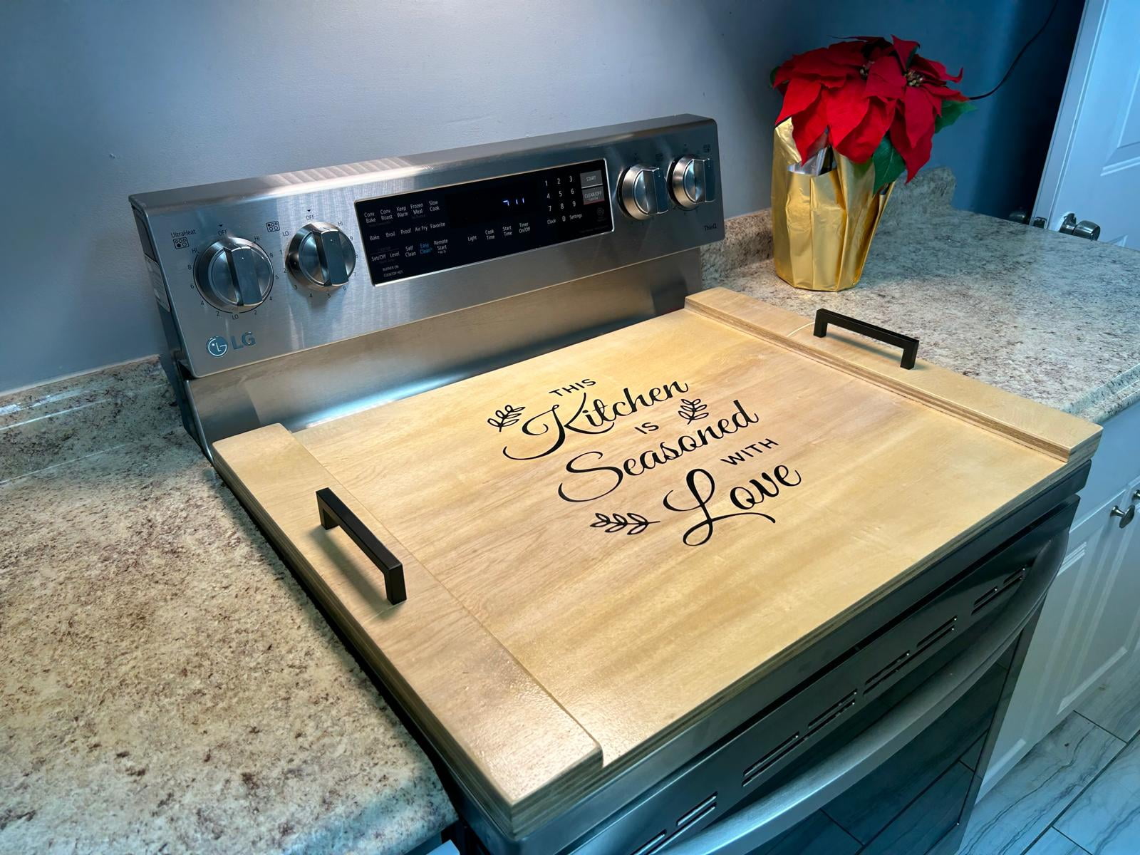 Handmade Wooden Stove Top Noodle Cover: Counter Saver in Brown Oak ...