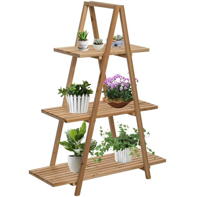 Decorative Wooden 3 Tier Shelf With Rustic Farmhouse Design - Natural ...