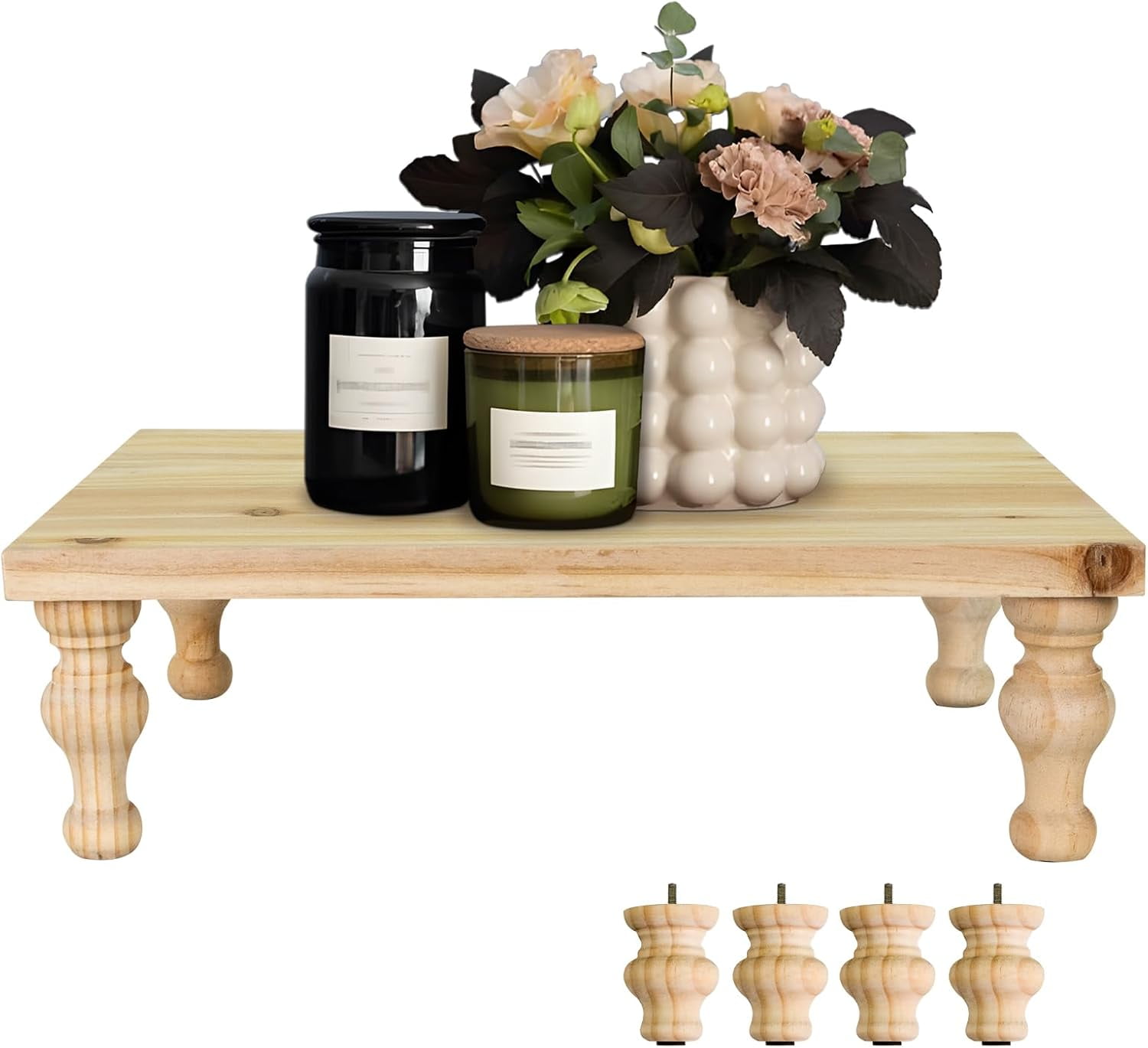 Decorative Wooden Display Riser, Farmhouse Wood Pedestal Stand for ...