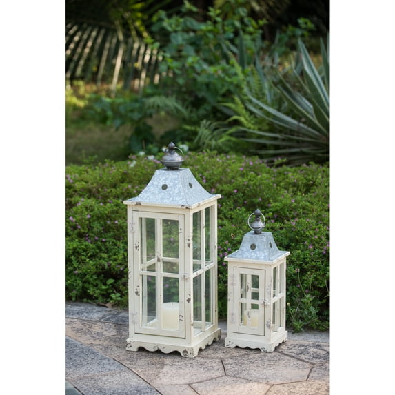 Decorative Wooden Hurricane Candle Lantern Indoor Outdoor Home Garden ...