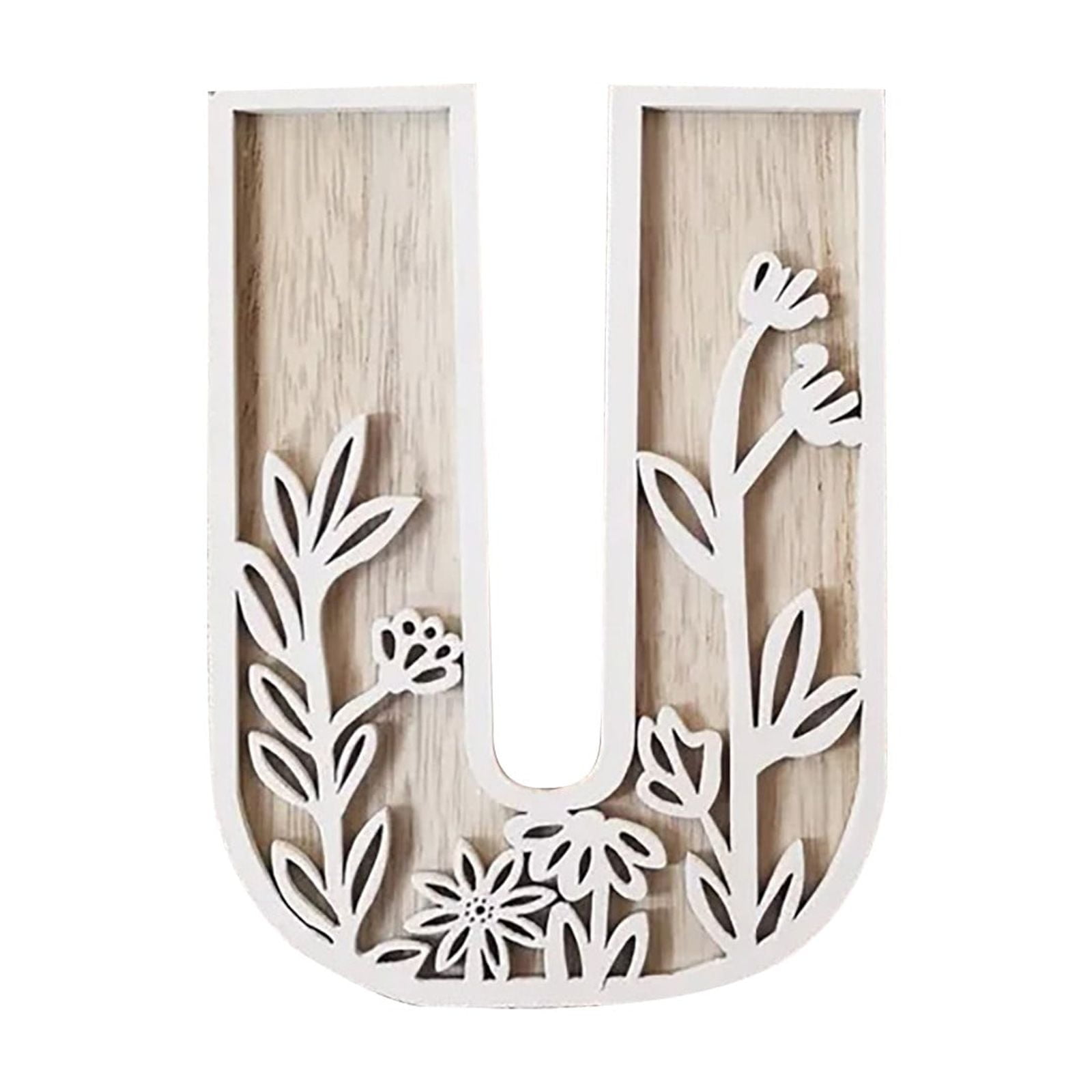 Decorative Wooden Letter A with Floral Design, Rustic Wall Art for Home ...