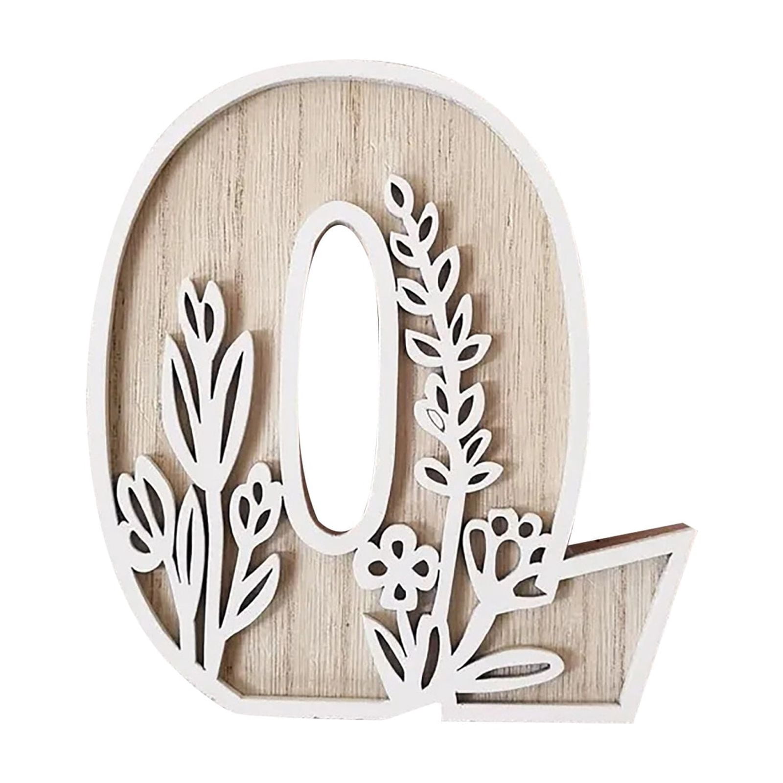 Decorative Wooden Letter A with Floral Design, Rustic Wall Art for Home ...
