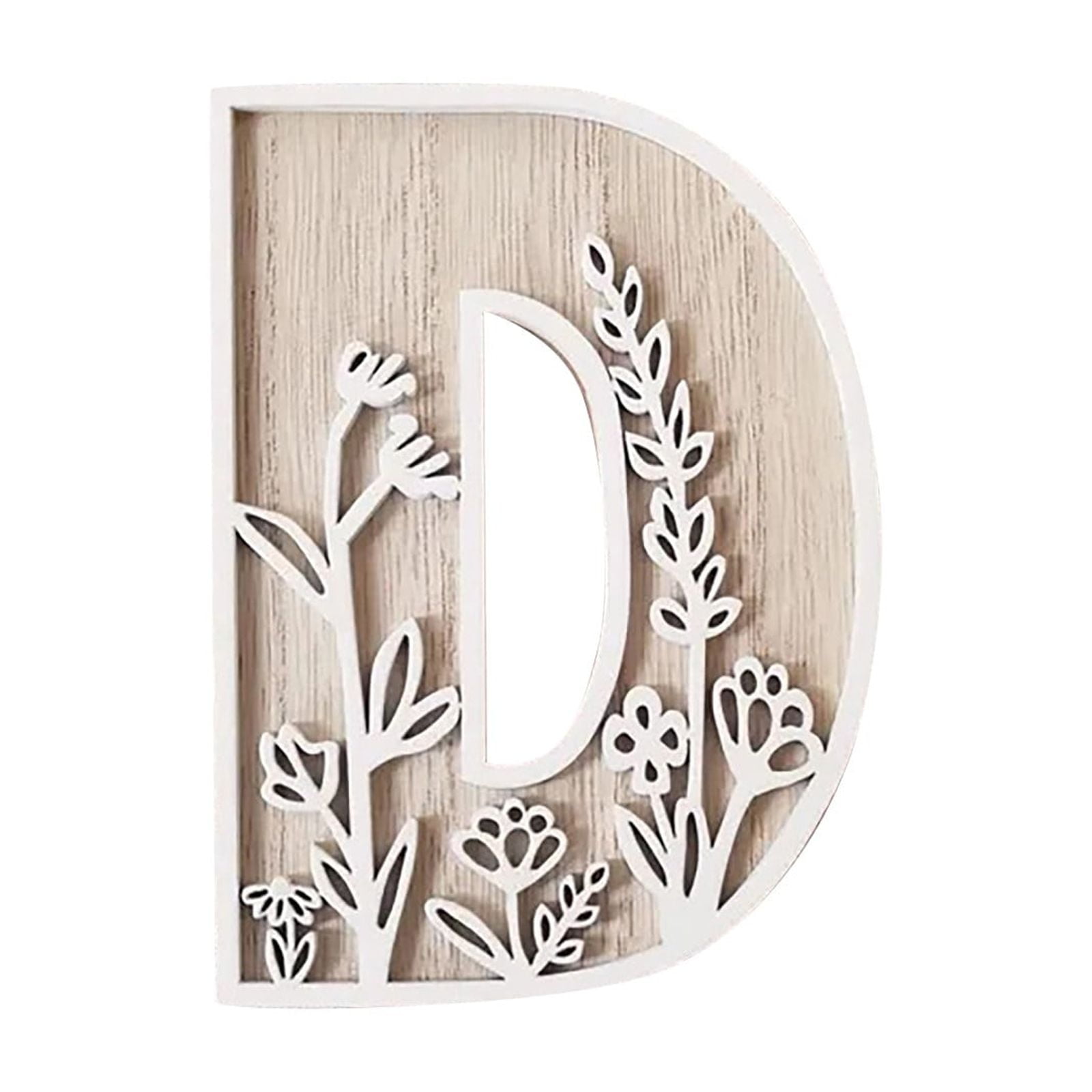 Decorative Wooden Letter A with Floral Design, Rustic Wall Art for Home ...