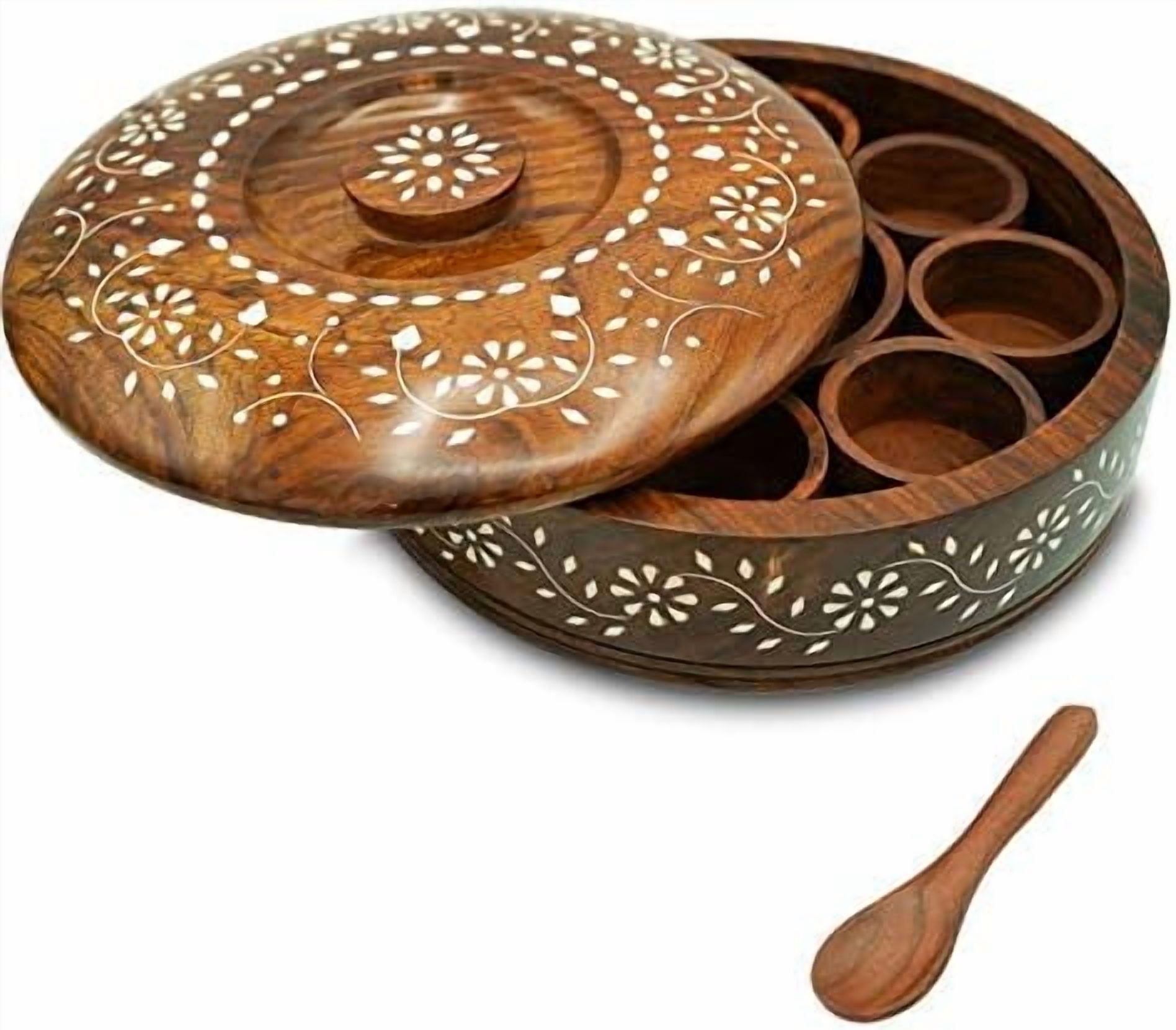 VintiquE 2-Tier Acacia Wood Spice Rack & Organizer Decorative Wooden ...