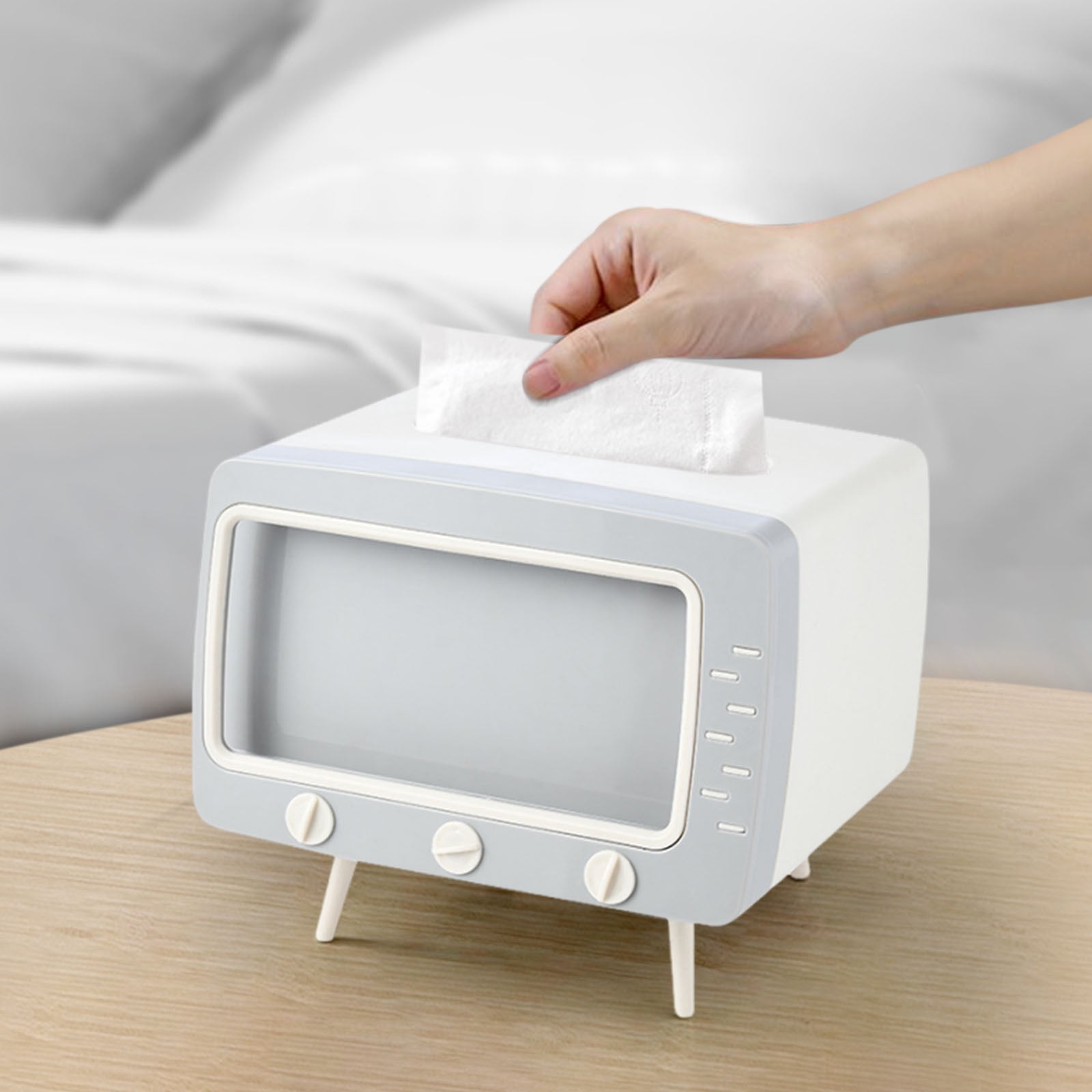 Decorative Wooden Tissue Box Cover with Phone Holder for Kitchen ...