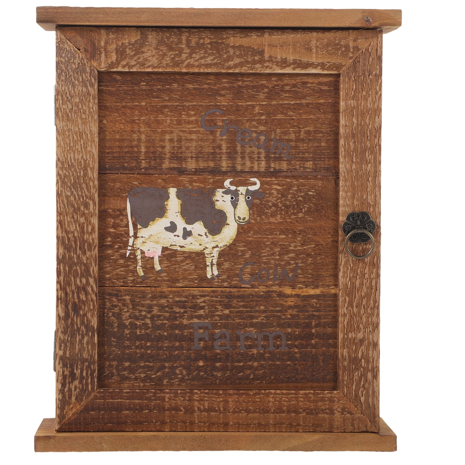 RENACLIPY Vintage Rustic Wooden Key Cabinet Wall Mounted Organizer with ...