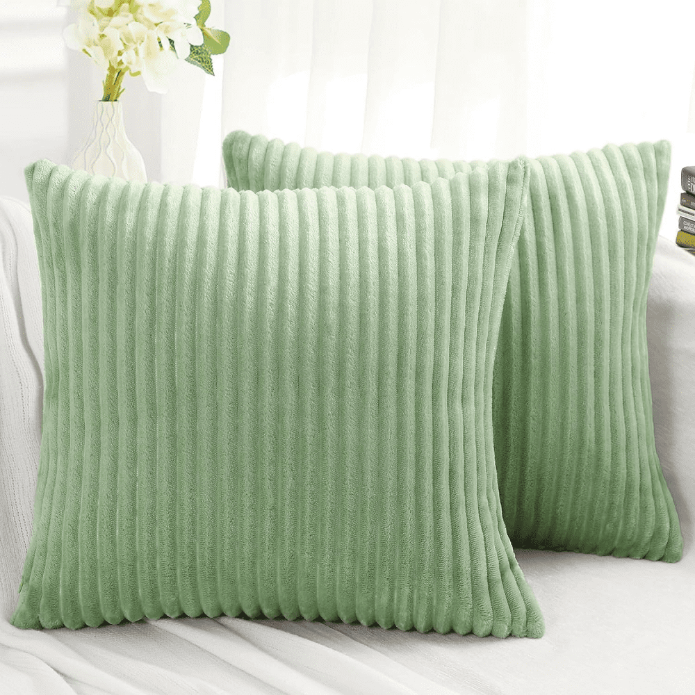 Decorative pillow case 18x18 set of 2, soft plush flannel double side ...