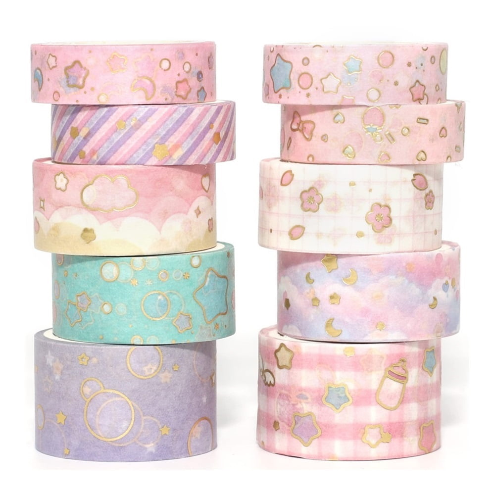 Decorative tape Creative Washi Tape Set 10 Rolls Gold Foil Print ...