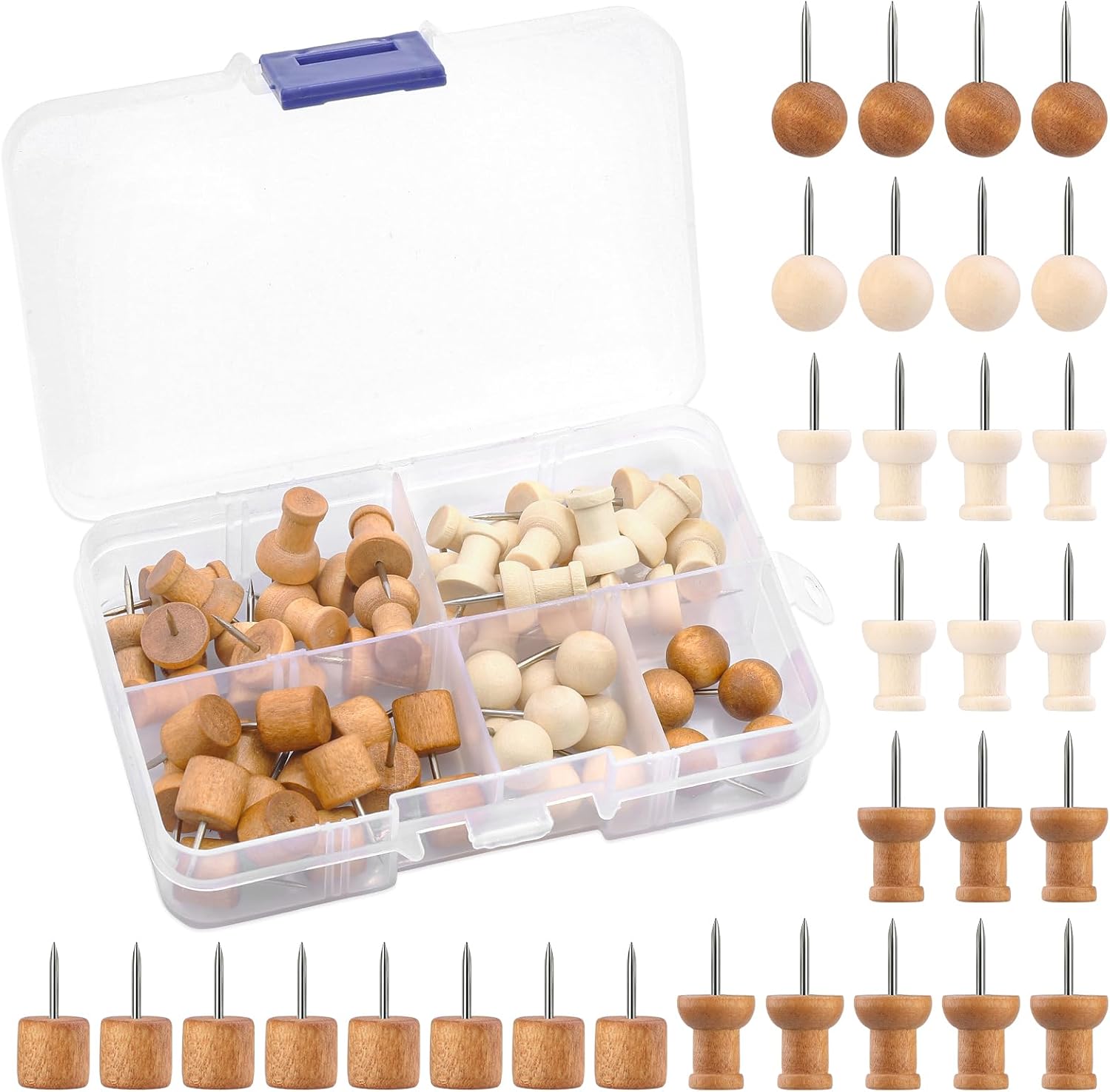Decorative thumb tacks, wooden head tacks, map tacks, marking tacks ...