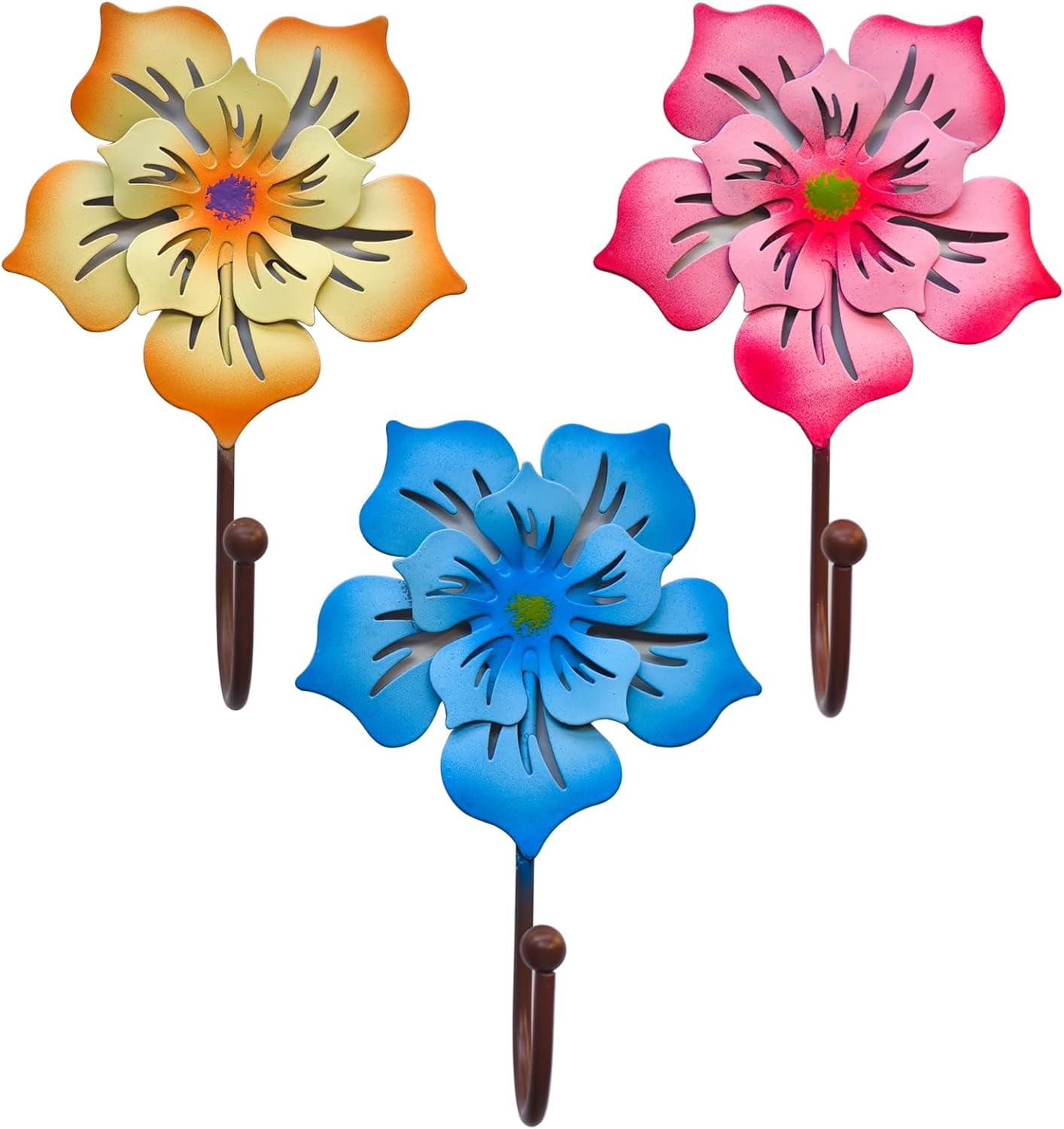 Decorative wall mounted flower hooks,flower shaped decorative wall ...