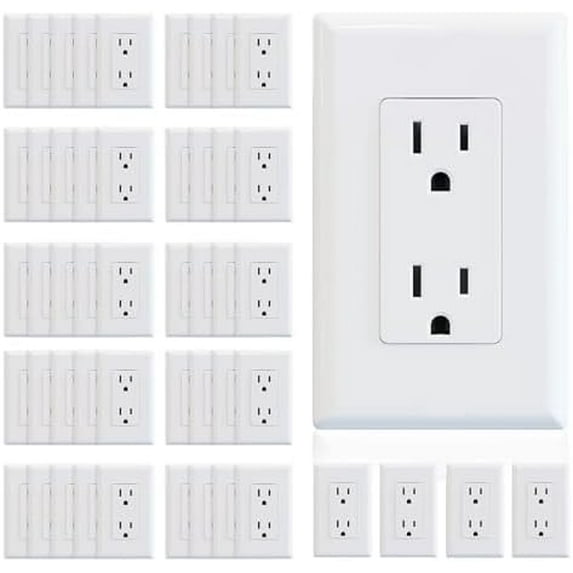 Decorator Receptacle, 15A 125V Standard Electrical Wall Outlet, Non-TR ...