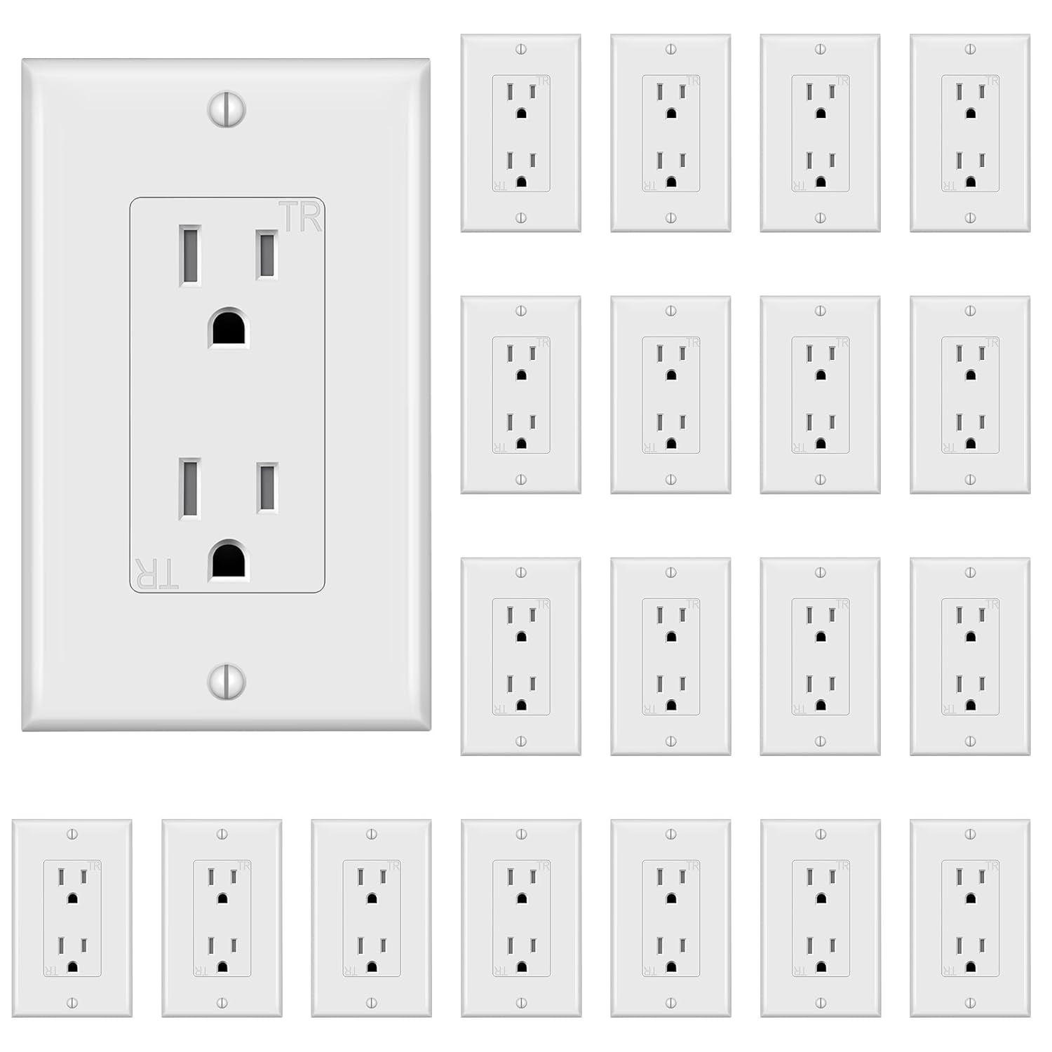 Decorator Receptacle Outlet,Wall Outlet with Wall Plate, Tamper ...