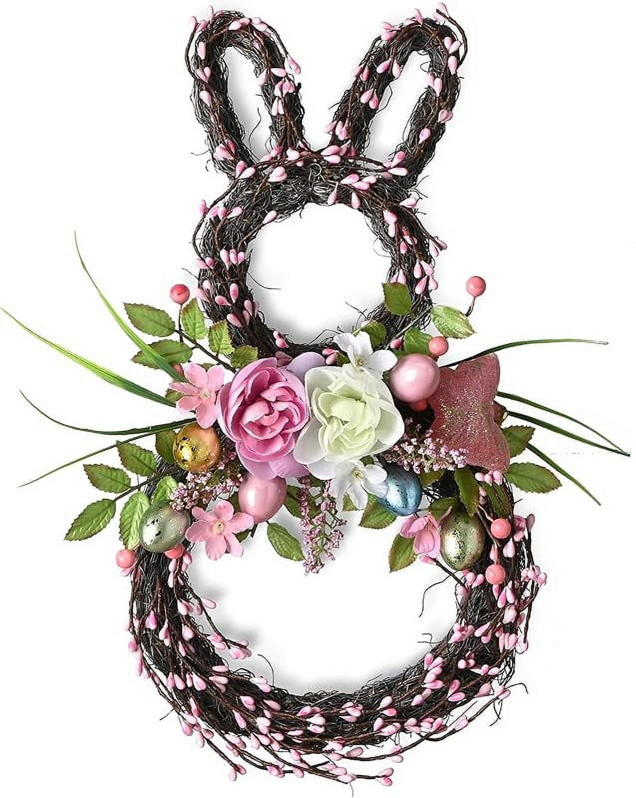 Easter Bunny Wreath for Front Door, Easter Wreath with Pastel Eggs ...
