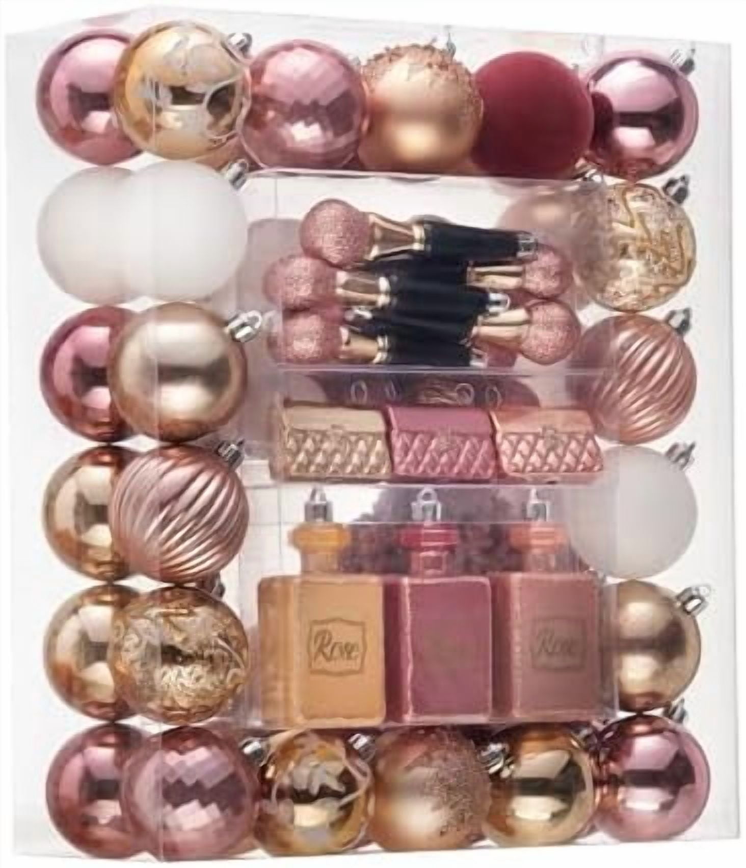 DecorbyHannah Christmas Ornaments Set,100ct Shatterproof Pink Gold ...