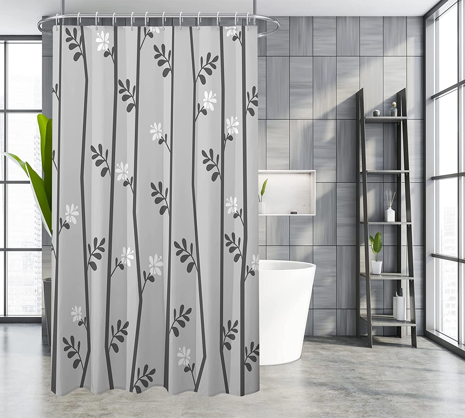 Decoreagy Shower Curtain 48x72inches Weighted Hem, Grey Minimalist ...