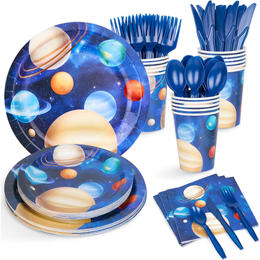 Galaxy Party Supplies: 168 Pcs with Plates, Napkins, Cups, Cutlery ...