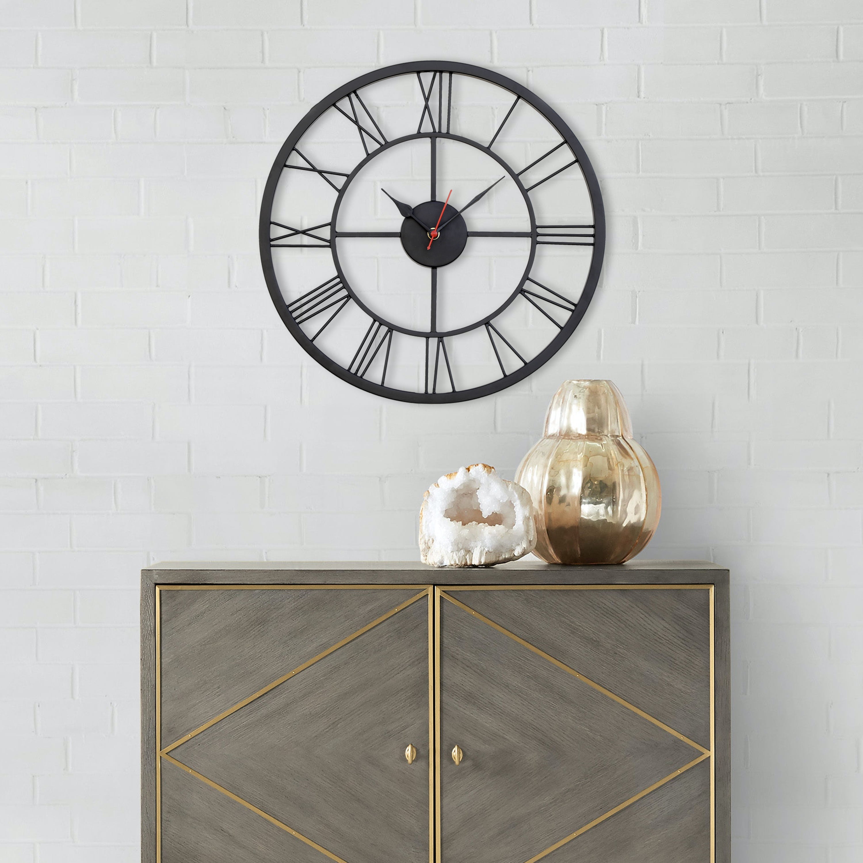 Decorlives 16 inch Metal Wall Clock for Living & Bedroom Roman ...