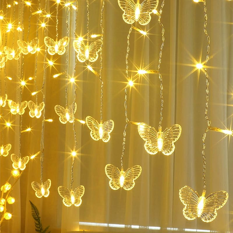 Decorman Butterfly Curtain Lights, 4.9ft 48 LED USB Window Fairy Lights ...