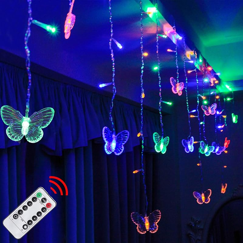 Decorman Butterfly Curtain Lights, 4.9ft 48 LED USB Window Fairy Lights ...