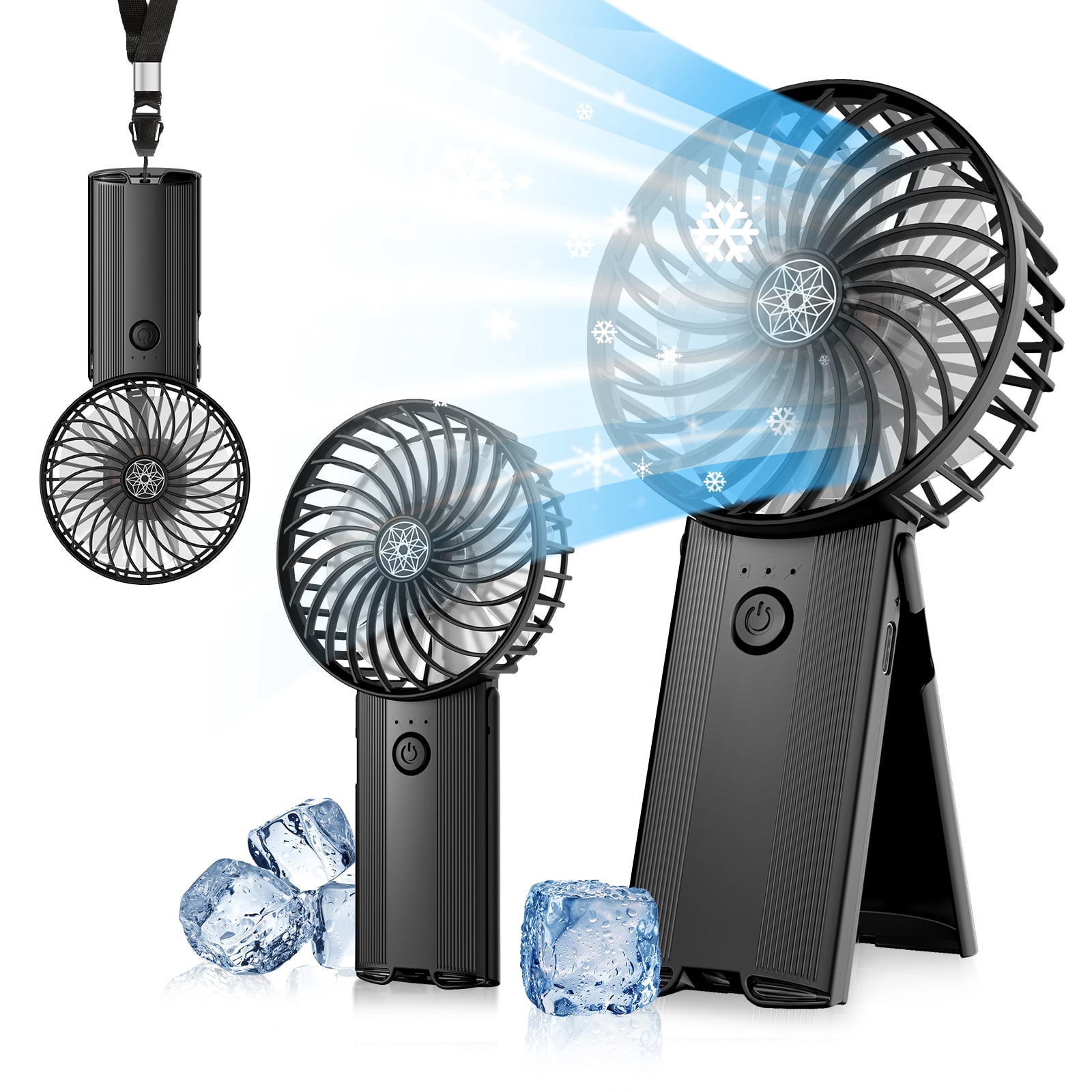 Decormiss Portable Handheld Fan Black,15H Max Cooling Time,Rechargeable ...