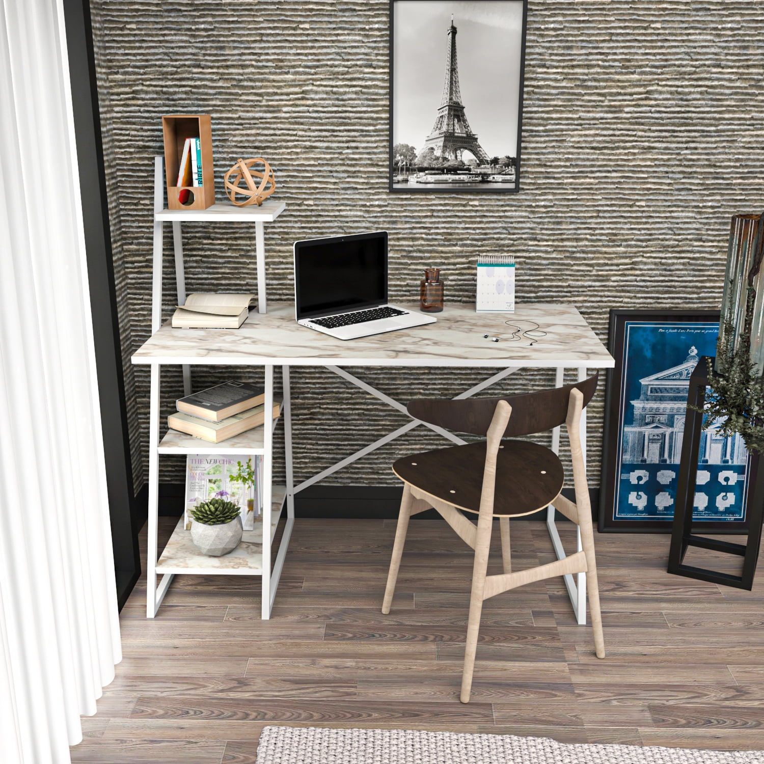 Decorotika Admira Home Office Metal Computer/Writing Desk with 3 Tier ...