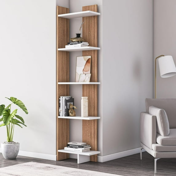 Decorotika Alice 67" Tall Corner Bookcase/Bookshelf Shelving Unit ...