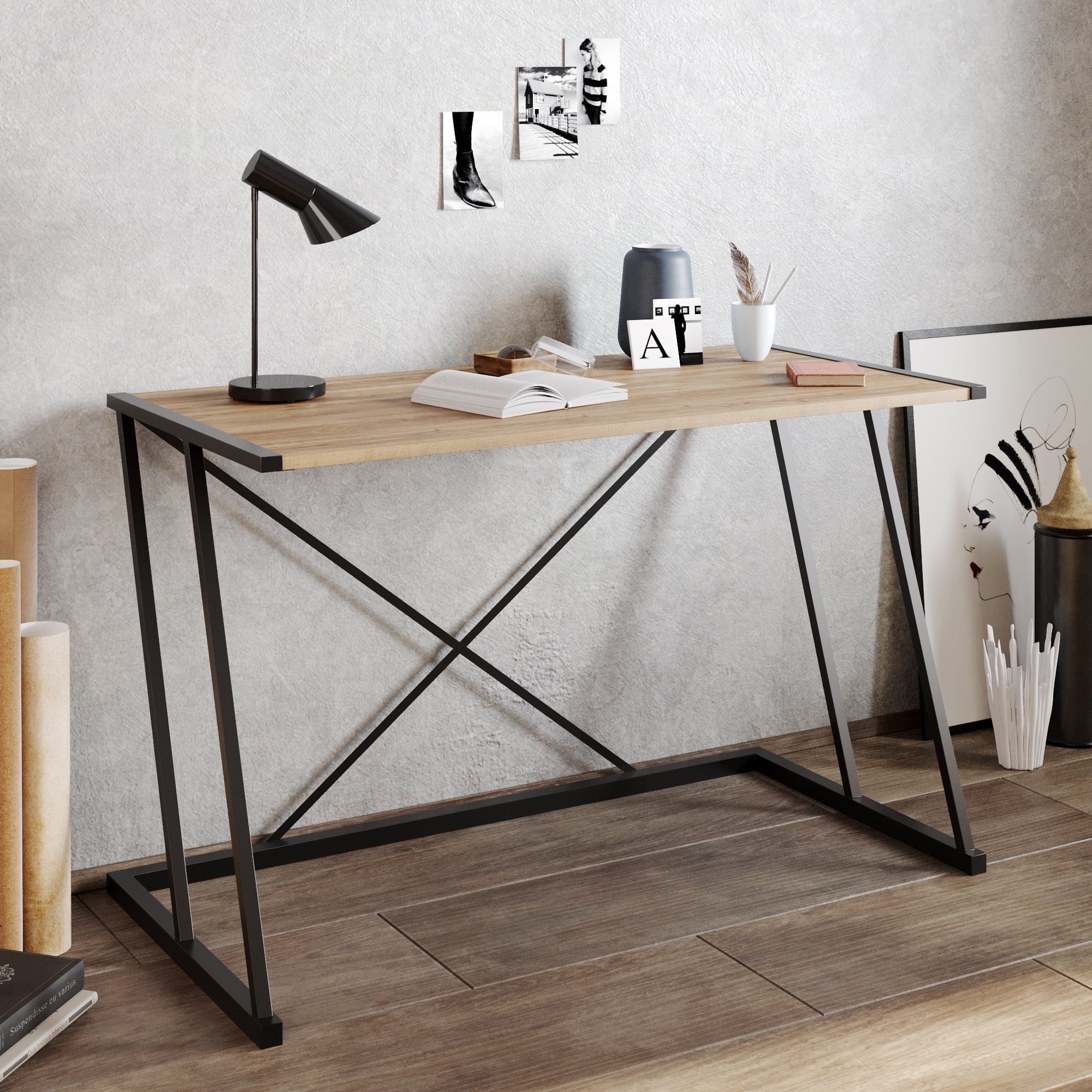 Decorotika Anenom Modern Industrial Metal Computer/Writing Desk with ...
