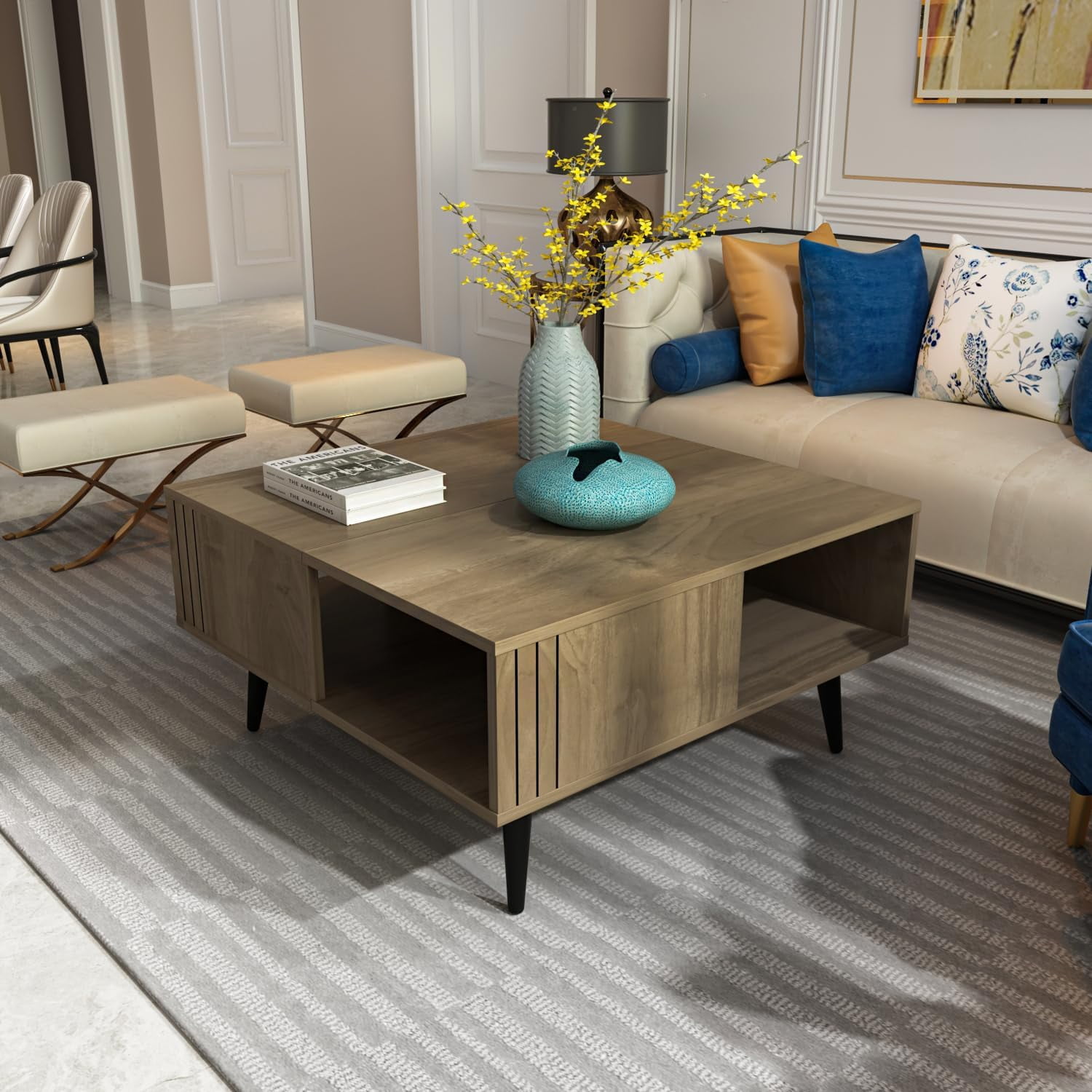 Decorotika Ronas 35 inches Modern Wood Center/Coffee Table with Solid ...