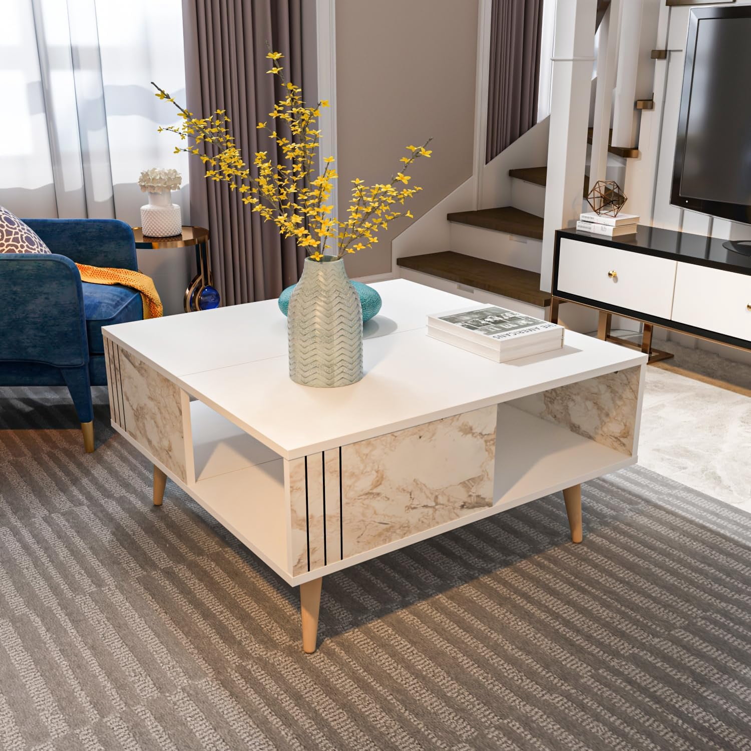 Decorotika Ronas 35 inches Modern Wood Center/Coffee Table with Solid ...