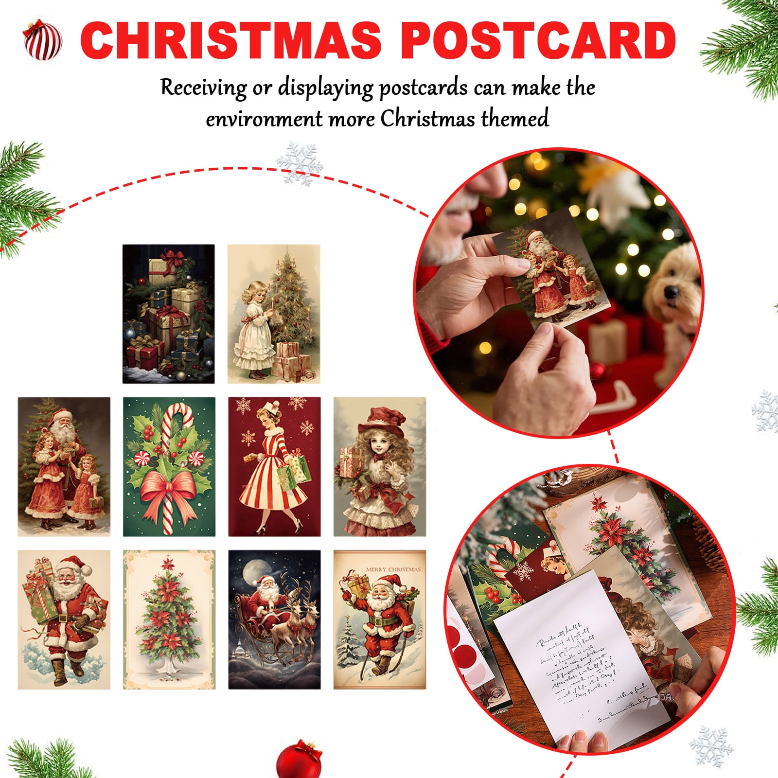 Decorr 10 Christmas Scene Postcards With 2 Sticker Sheets, 4X7 Inch ...