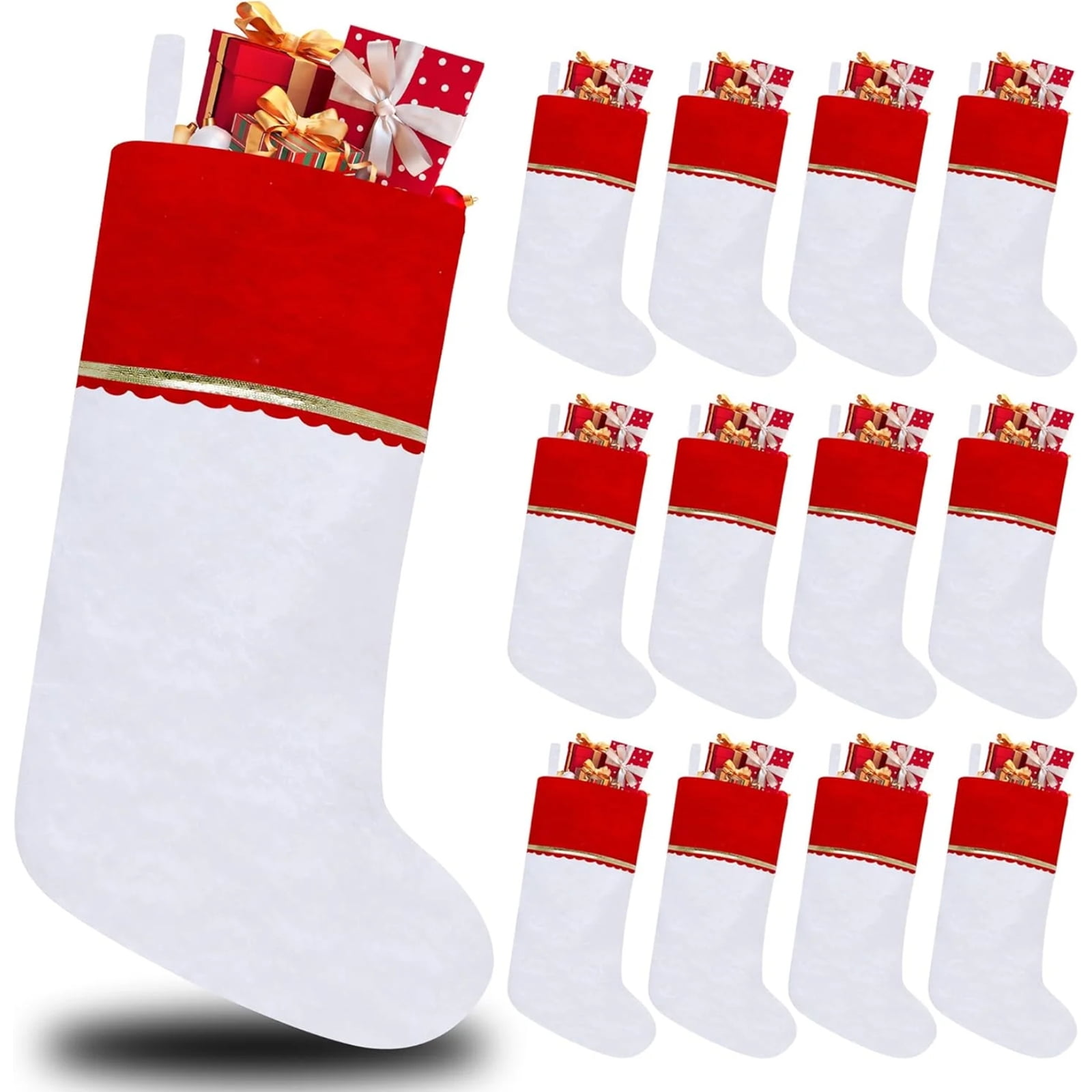 Decorr 12 Pack Bulk Christmas Stockings, 15 Inch Non-Woven Santa Socks ...