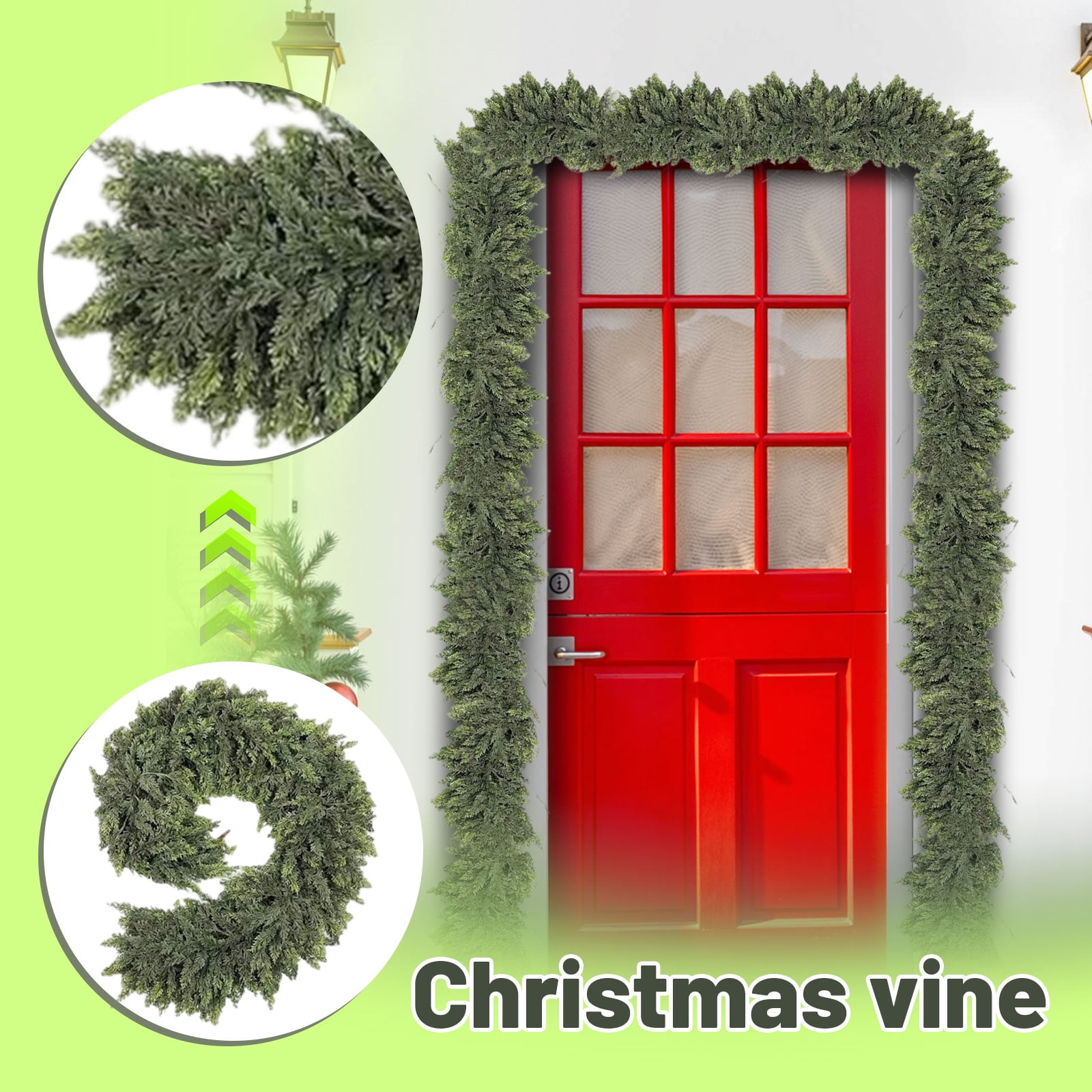 Decorr 1Pc Soft Rubber Christmas Cedar Garland - Flexible Wire Core ...